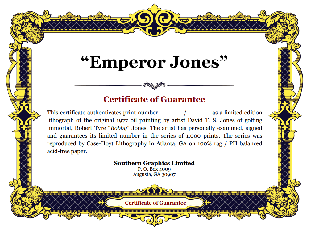 Emperor Jones Limited Edition Lithographic Print – Wild Bearings